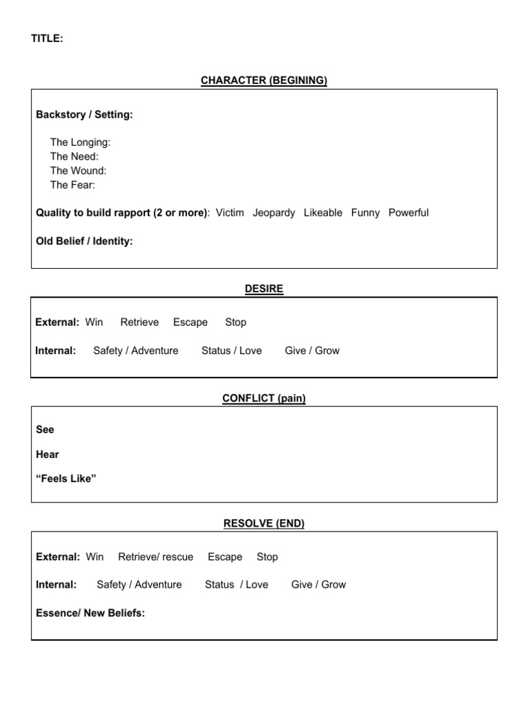 Simple Universal Storytelling Template | PDF