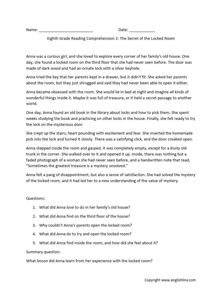 Eighth Grade Mystery Lesson | PDF