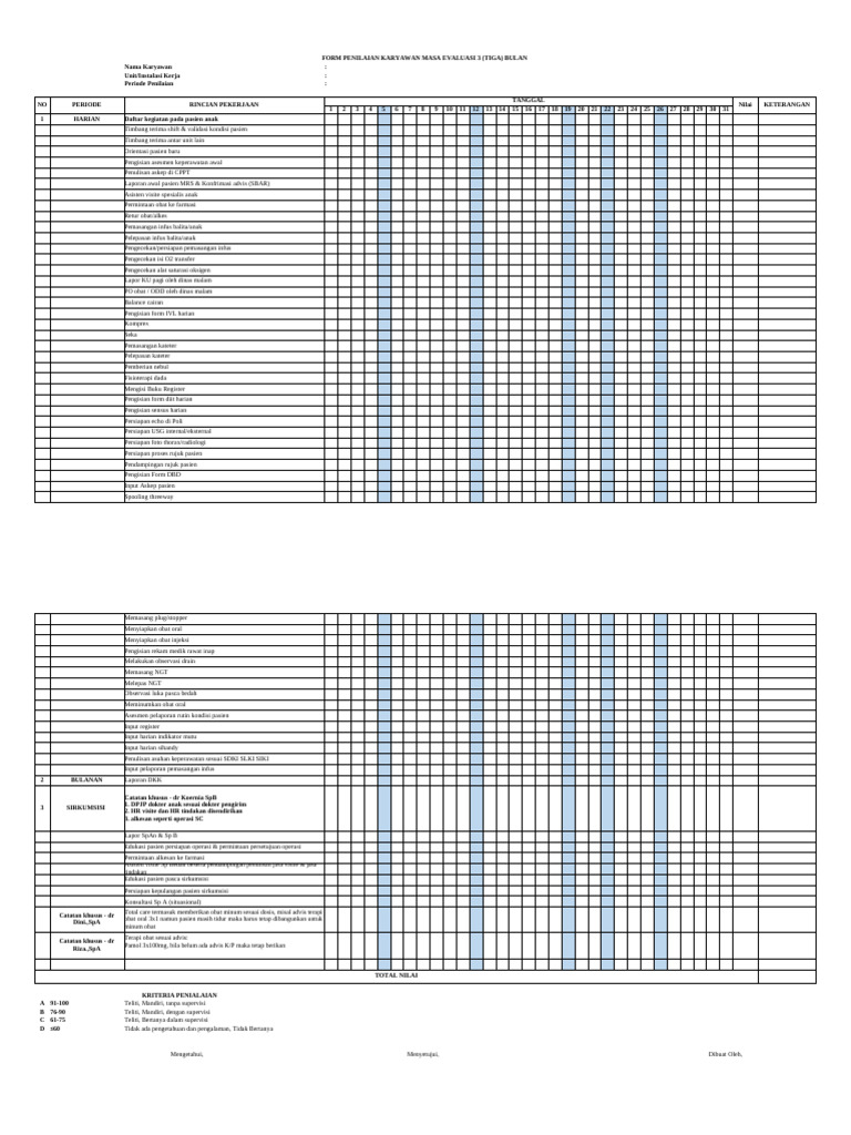 Form Evaluasi Pengetahuan Dan Keterampilan Karyawan URNA | PDF