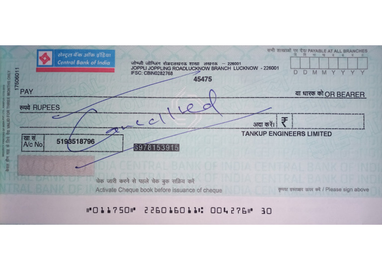 cancelled cheque TEL | PDF