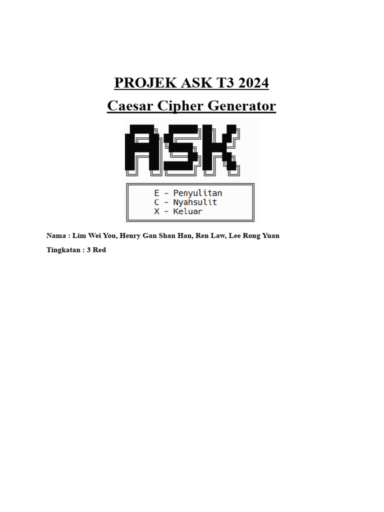 Template Pelaporan Caesar Cipher | PDF