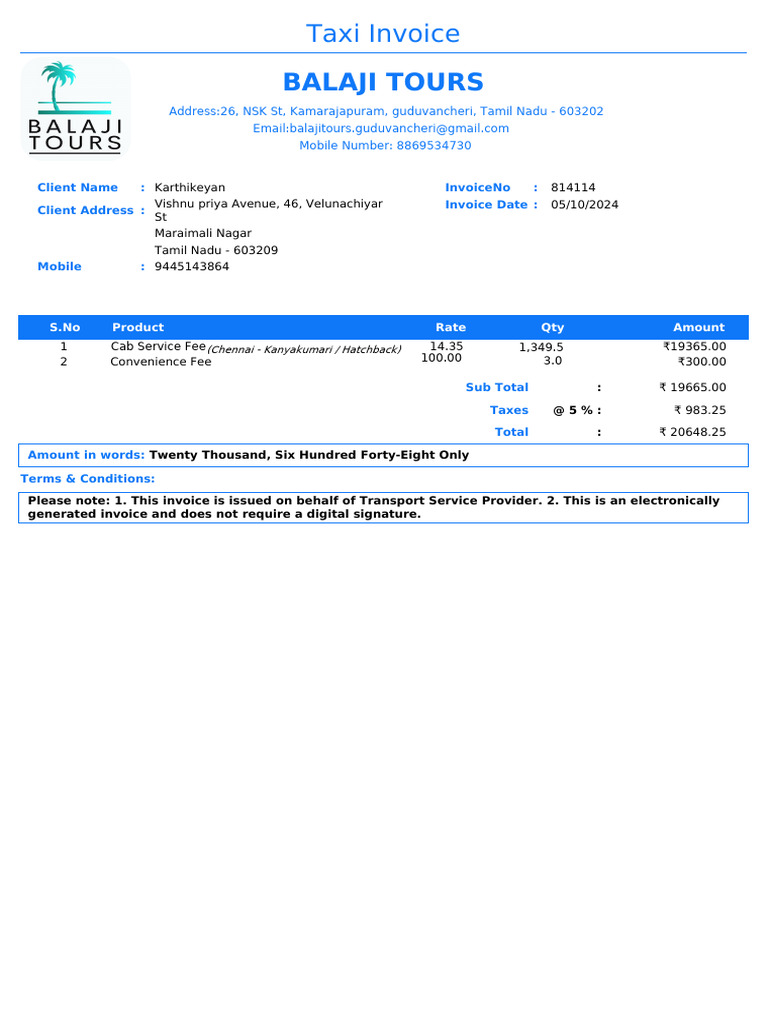 Cab Bill Format | PDF