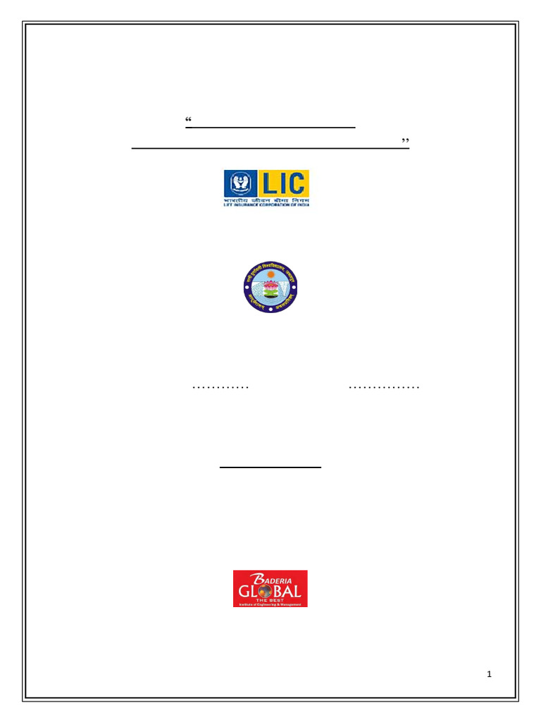 Shubham sahu project Report MBA | PDF | Insurance | Life Insurance