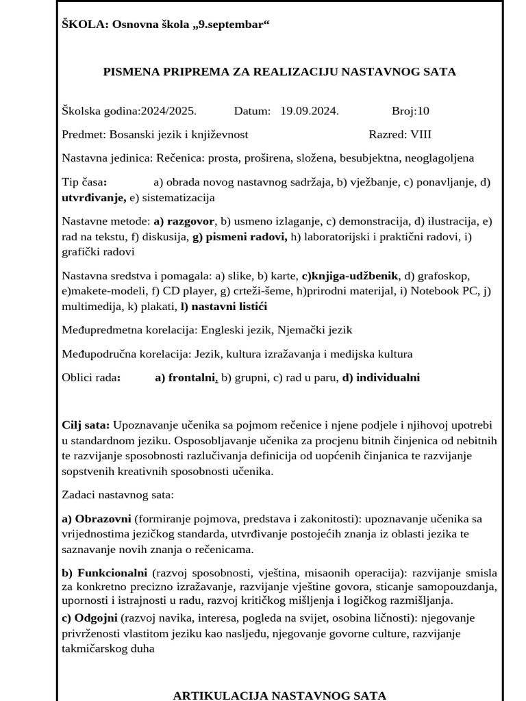 10.priprema - Rečenica - P.provjera | PDF