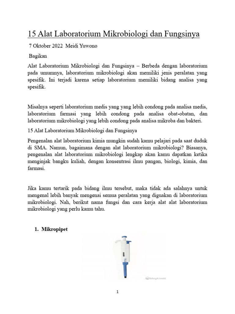 Alat Laboratorium Mikrobiologi | PDF