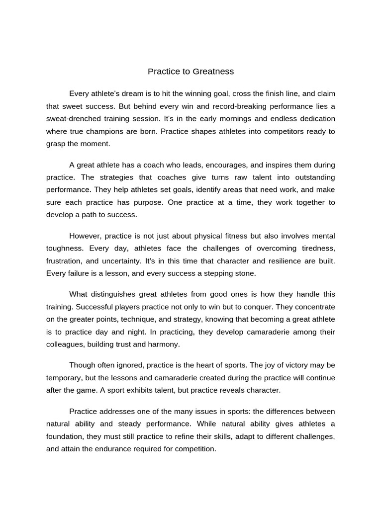 The Power of Practice in Sports Success | PDF | Psychology