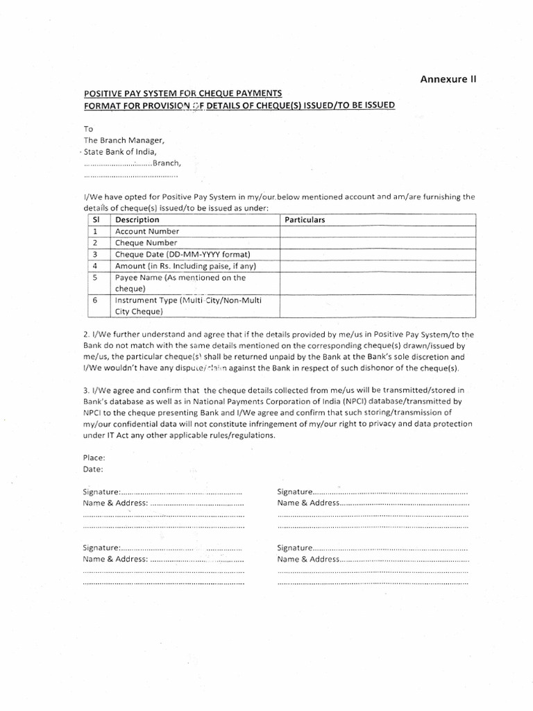 POSITIVE PAYMENT SYSTEM | PDF