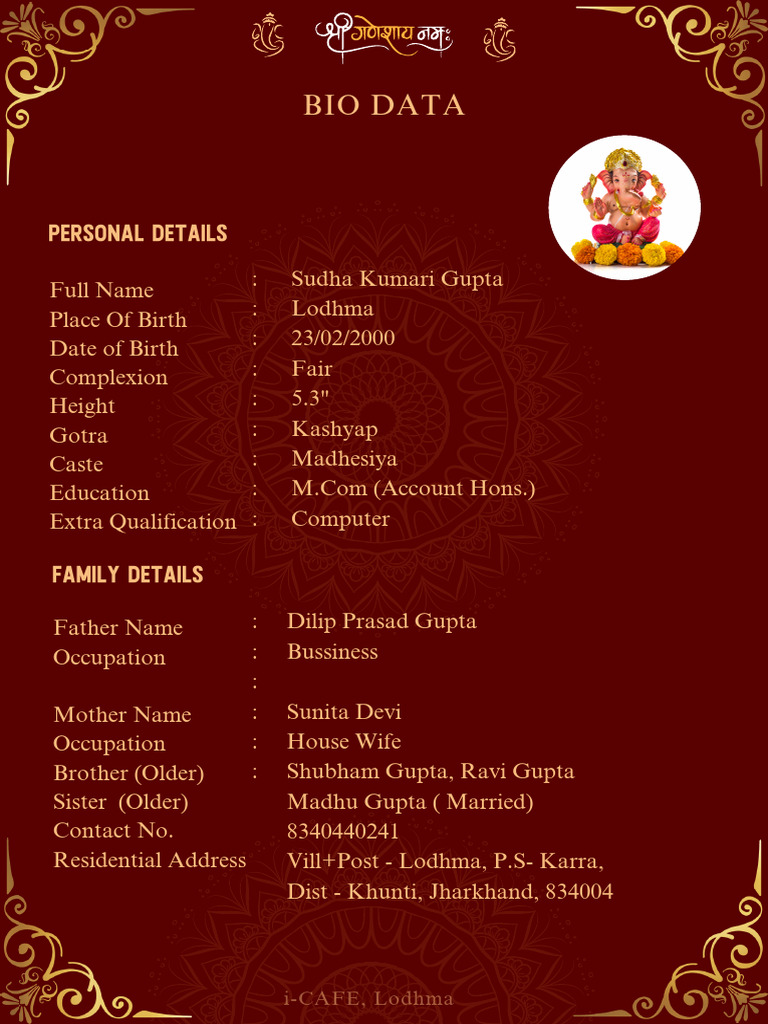 i CAFE, BIO DATA (2) | PDF