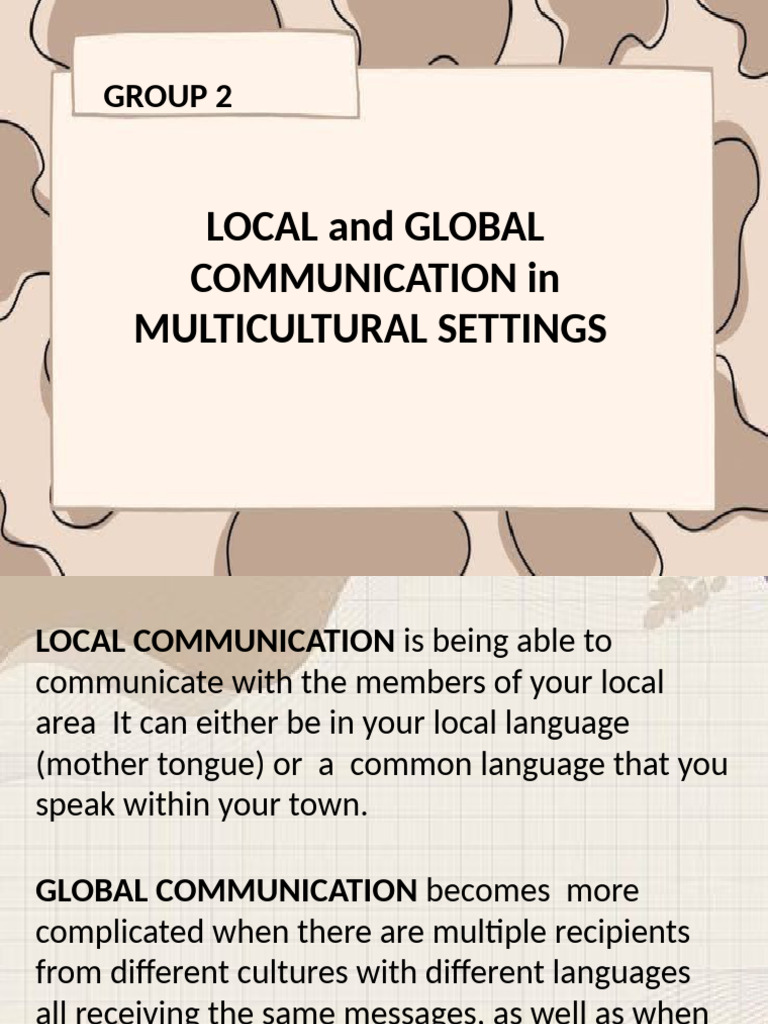 Pptlocal and Global Communication | PDF | Communication | Nonverbal ...