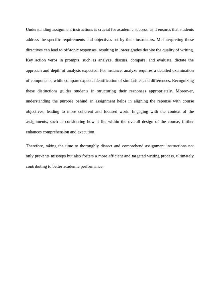 Understanding Assignment Instructions | PDF