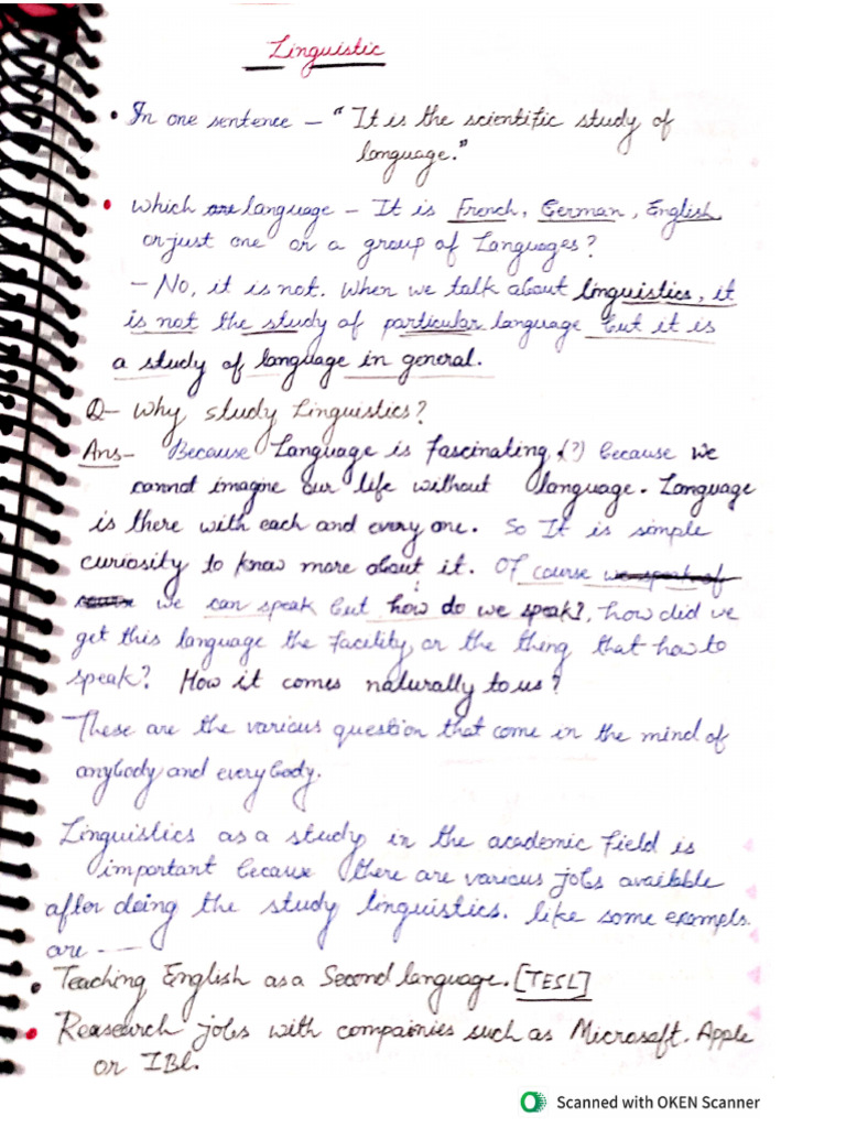 Linguistics class notes | PDF