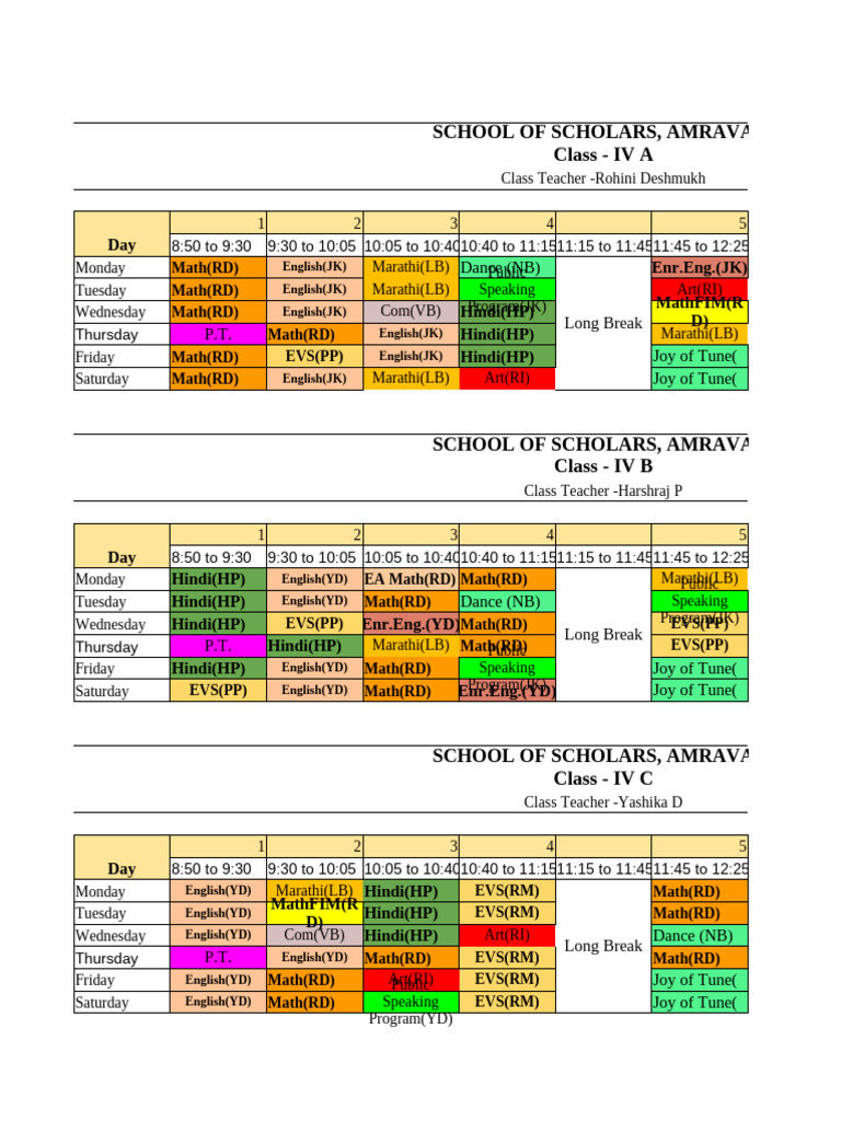 Class Time Table 2024-25 | PDF | Dialectology | Cultural Assimilation