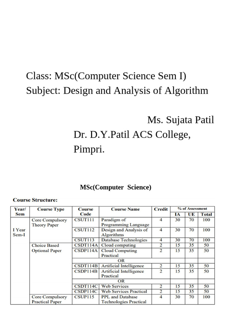MSc Computer Science: Algorithms Course | PDF