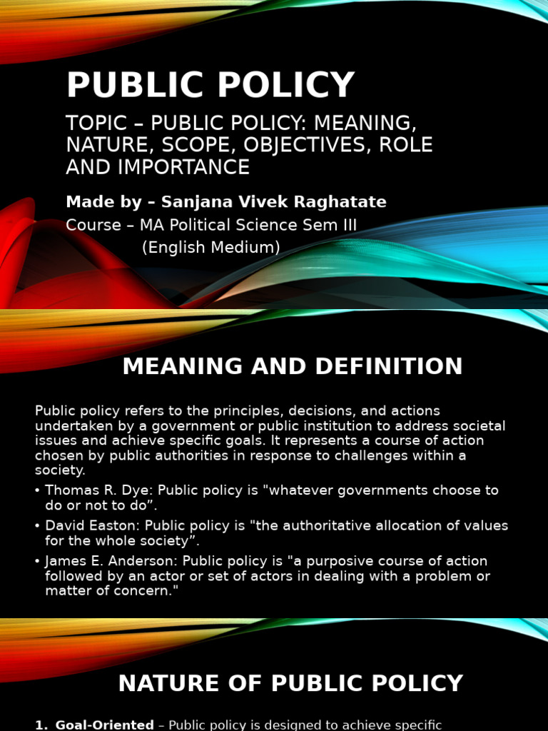 Understanding Public Policy: Scope & Importance | PDF | Policy | Governance