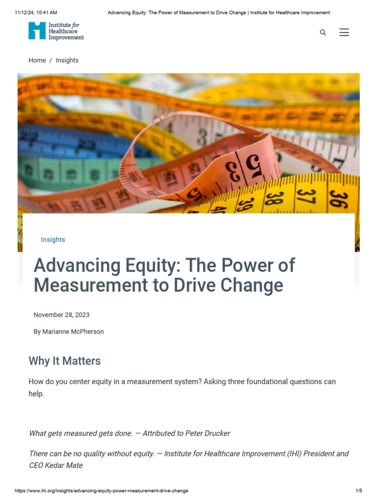 Advancing Equity - The Power of Measurement To Drive Change - Institute ...