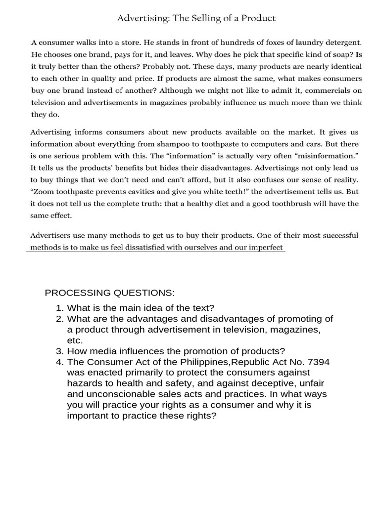 PROCESSING QUESTIONS | PDF