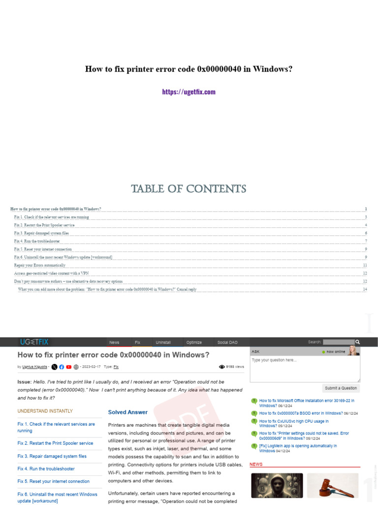 How To Fix Printer Error Code 0x00000040 in Windows! | PDF | Microsoft ...