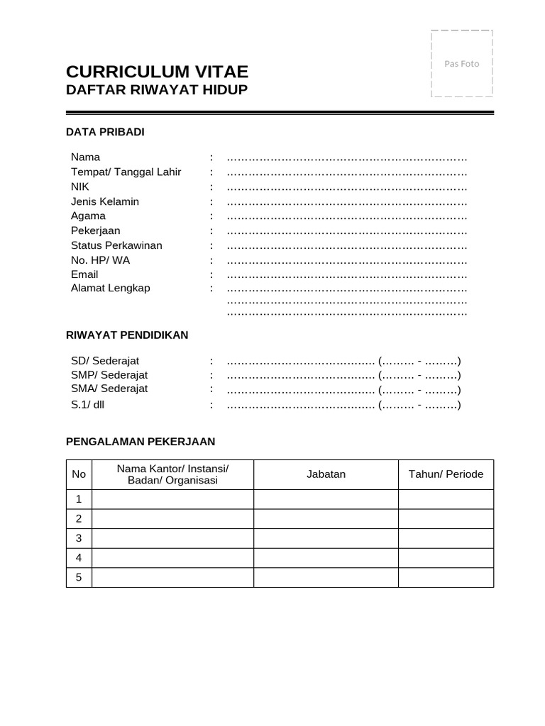 5. Daftar Riwayat Hidup (CV) | PDF