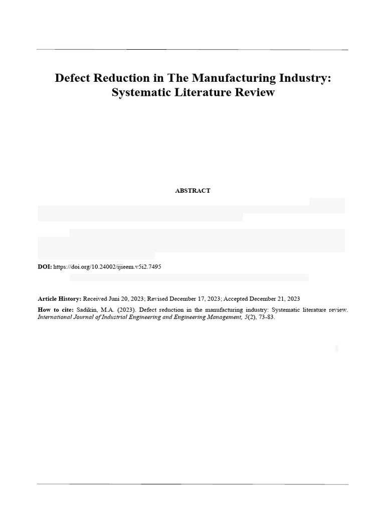 Defect Reduction in The Manufacturing Industry Sys | PDF | Six Sigma ...