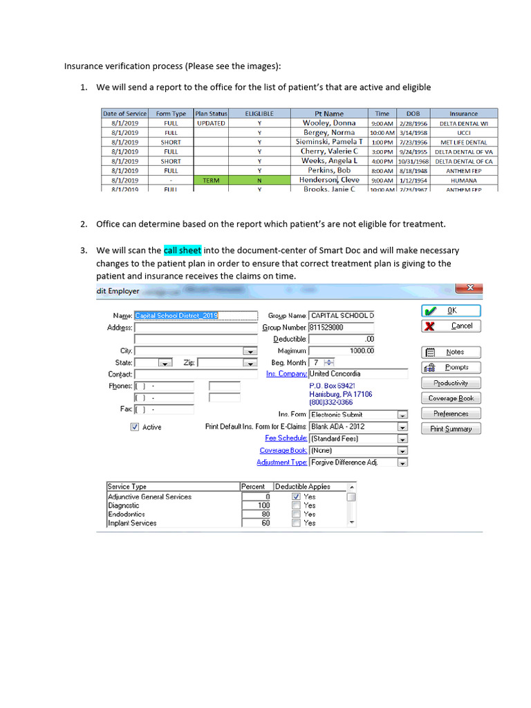 Eaglesoft - Insurance Verification Process | PDF