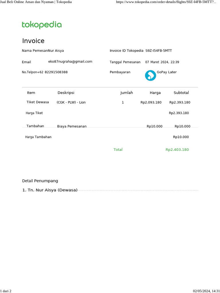 Invoice Ibu Icha | PDF
