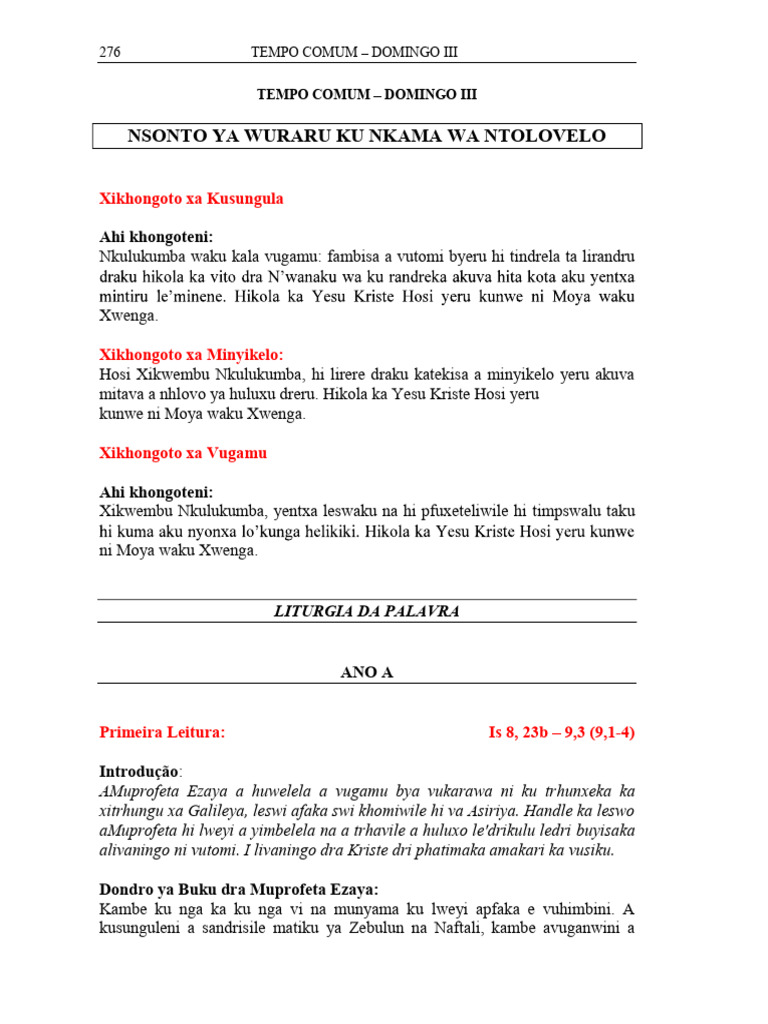 Leituras em Ronga Do Domingo III Do Tempo Do Comum | PDF