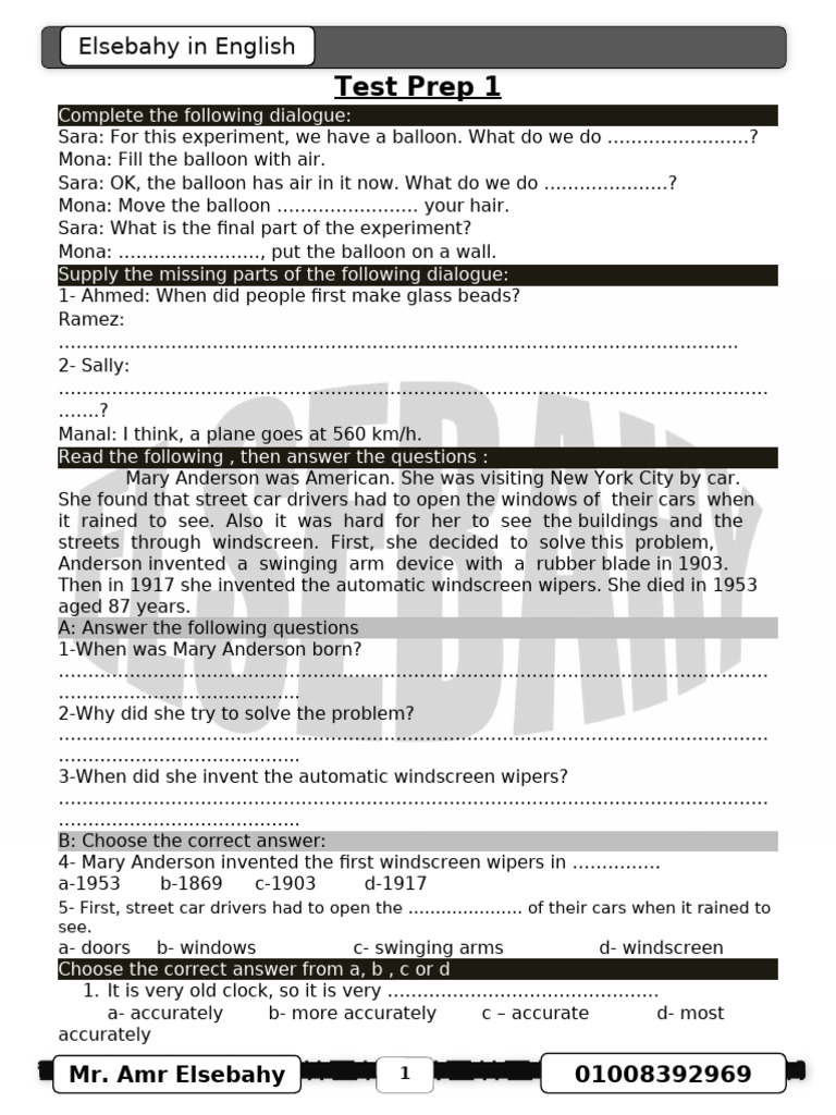 Test Prep: Dialogue and Comprehension Exercises | PDF