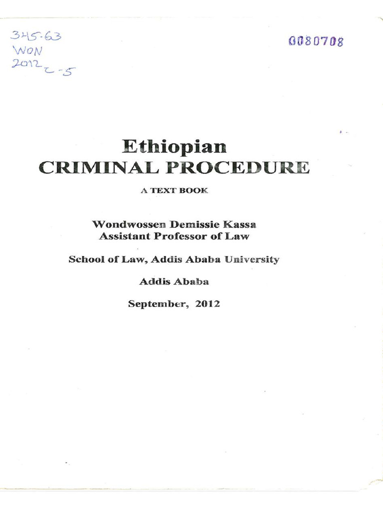 Ethiopian Criminal Procedure Text Book | PDF