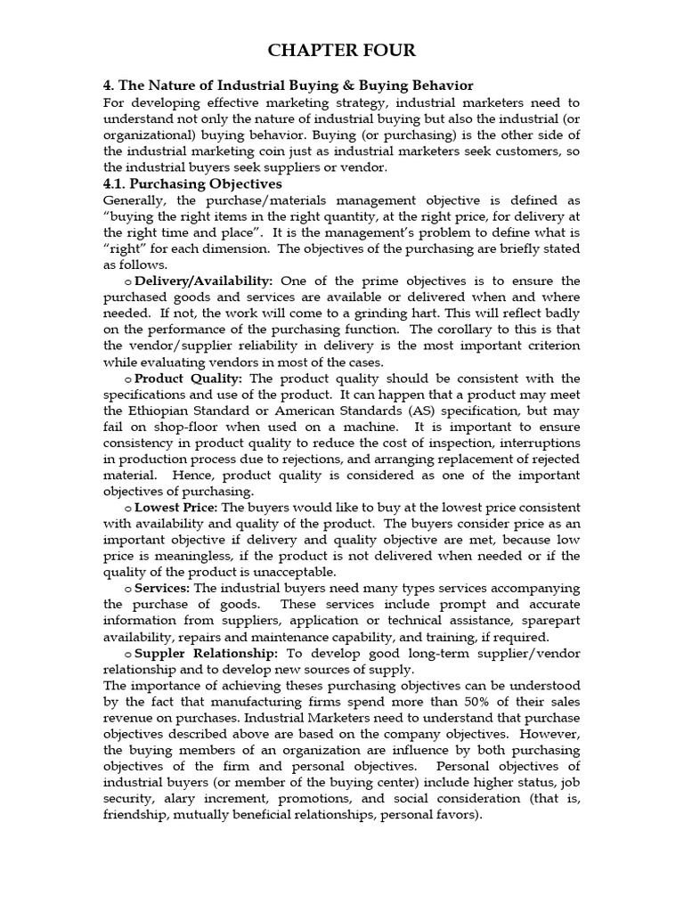 Industrial Marketing Chapter Four | PDF | Procurement | Marketing