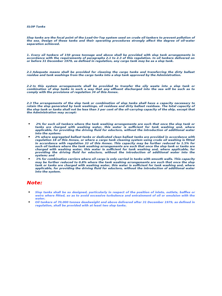SLOP_Tanks | PDF | Oil Tanker | Shipping