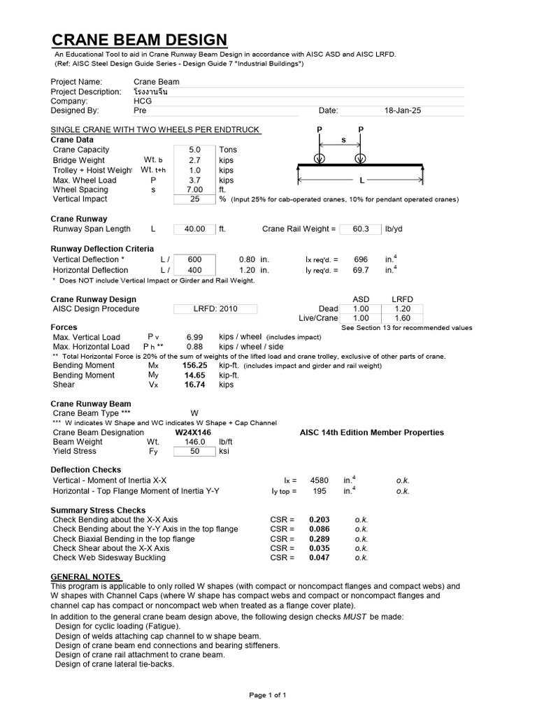 Crane Beam Design Guide: AISC Standards | PDF | Beam (Structure ...