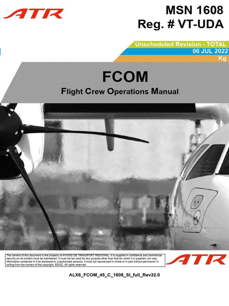 Atr 42-600 Fcom Vol I | PDF | Aircraft | Aerospace Engineering
