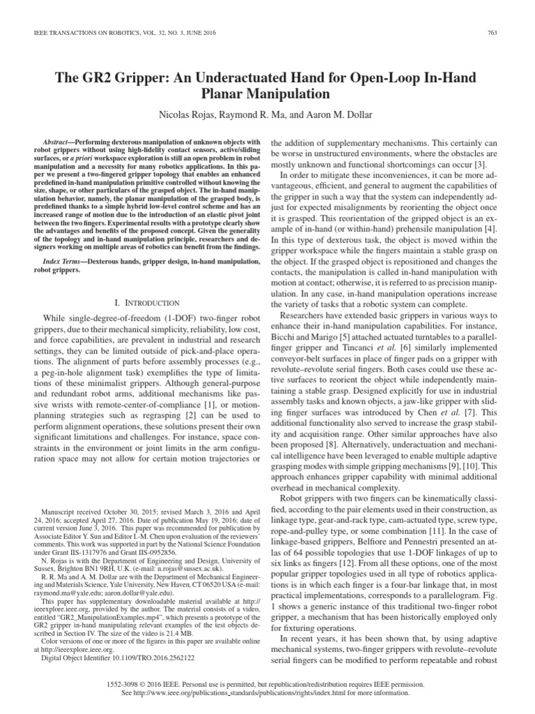 Robotics Gripper Design Insights | PDF | Kinematics | Robotics