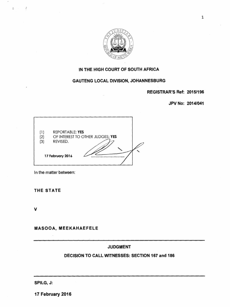 S V Masooa Recalling A Witness | PDF