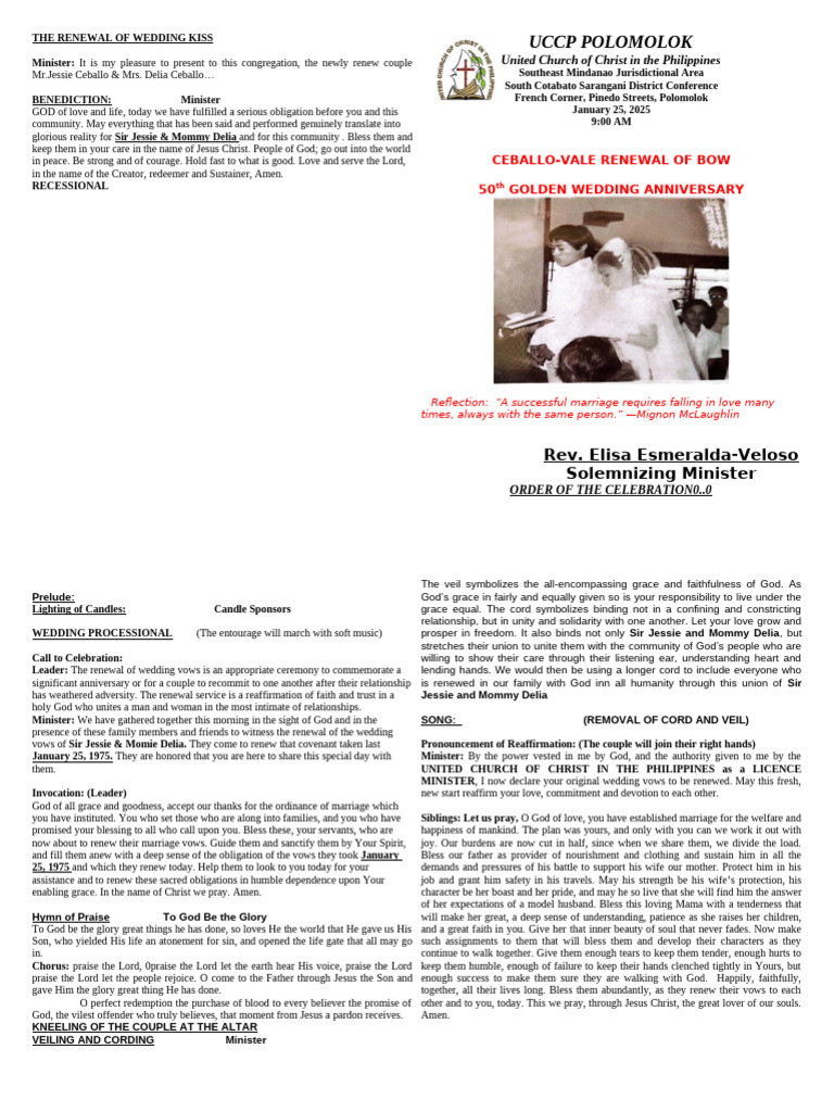 Liturgy For Renewal of Bow (Ceballo) | PDF | Wedding | Glory (Religion)