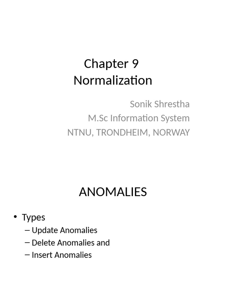 Chapter-9-NORMALIZATION-1 | PDF | Computer Data | Software Design