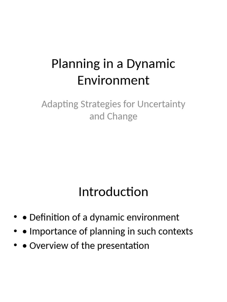 Planning in Dynamic Environment | PDF | Climate Resilience | Scenario ...
