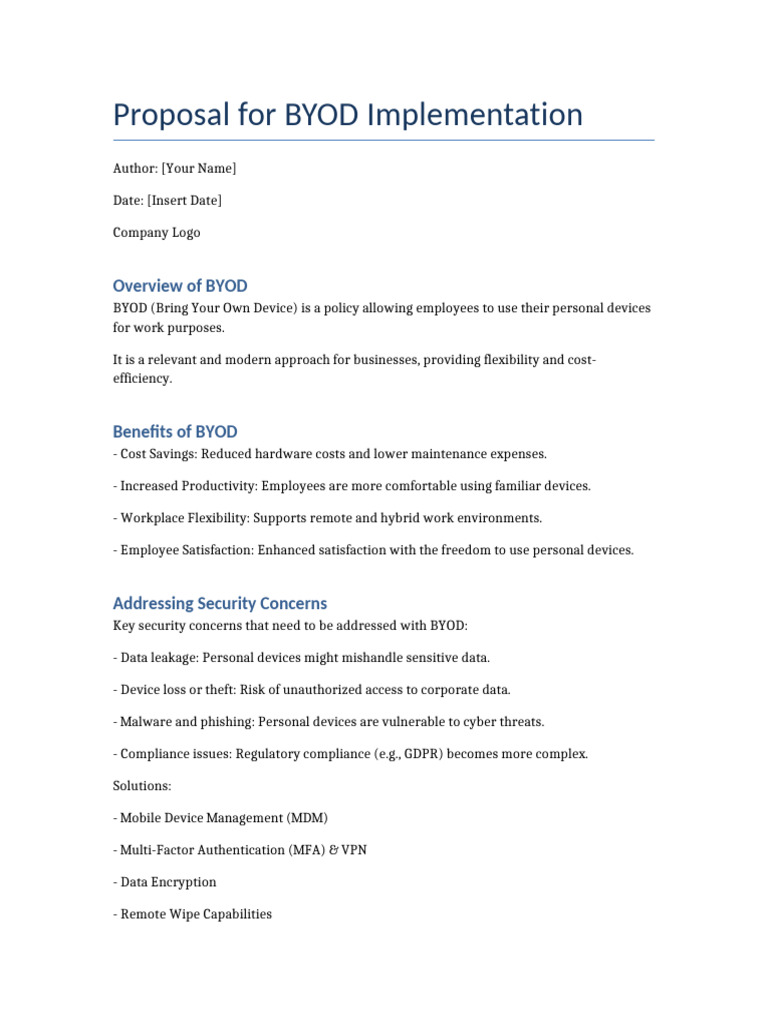 BYOD Proposal Presentation | PDF | Computer Security | Security