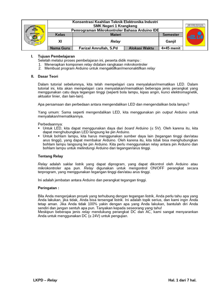 Panduan Pemrograman Relay Arduino | PDF
