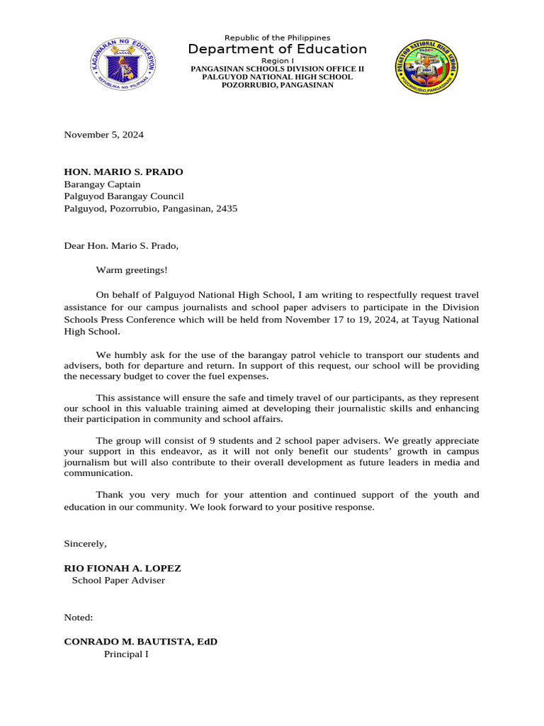 REQUEST-LETTER-TO-BARANGAY-CAPTAIN | PDF