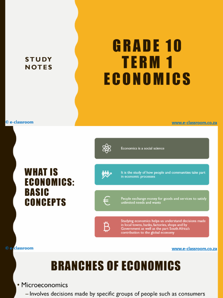 Grade 10 - Economics - Term 1 - E-Classroom | PDF