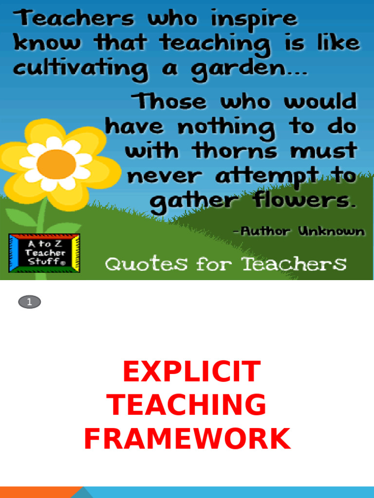 Sg16 Explicit Teaching Framework (Complete) | PDF | Teachers | Learning