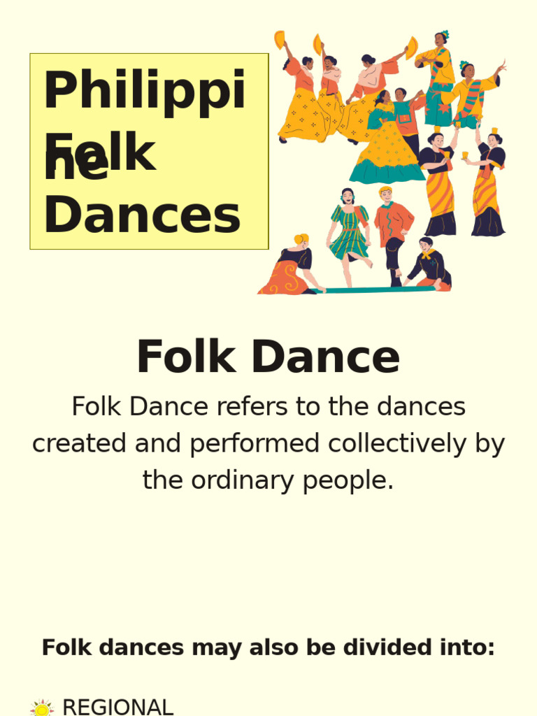 Philippine Folk Dances Presentation in Illustrated Light Yellow | PDF