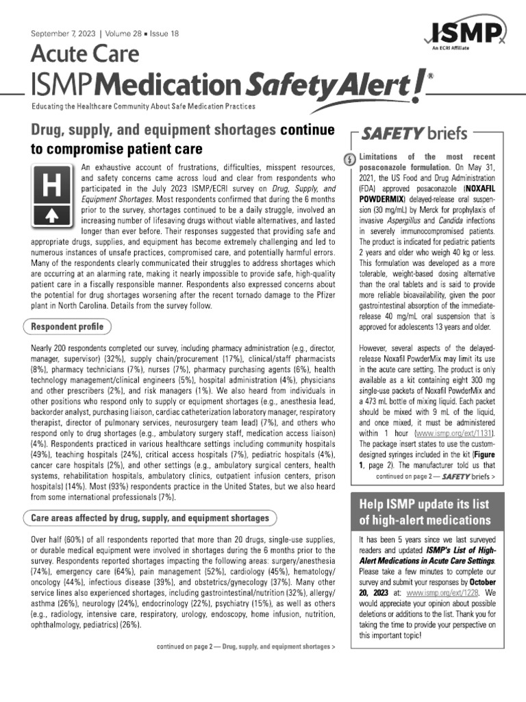 2023 09_ISMP Medication Safety Alert_Acute Care | PDF