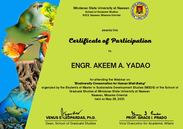 Certificate MSU - Biodiversity | PDF