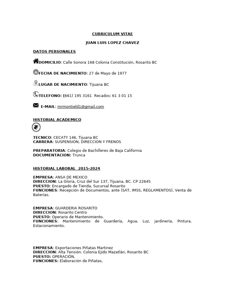 CV de Juan Luis López Chávez | PDF