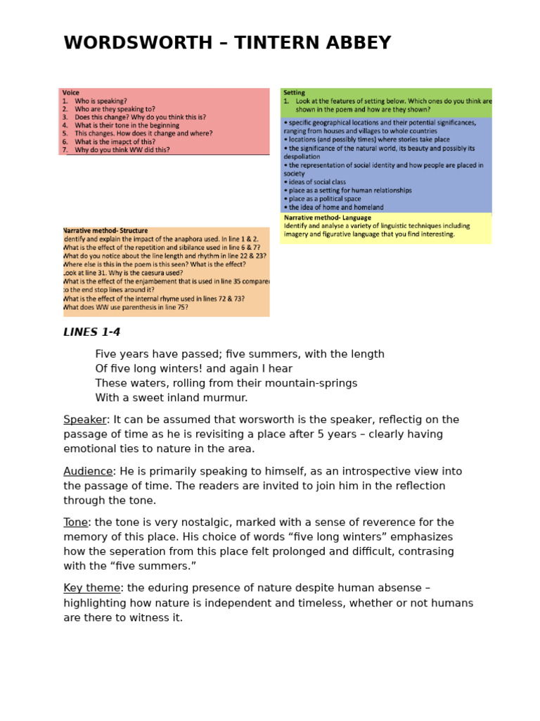 Tintern Abbey Annotations | PDF | Landscape | William Wordsworth