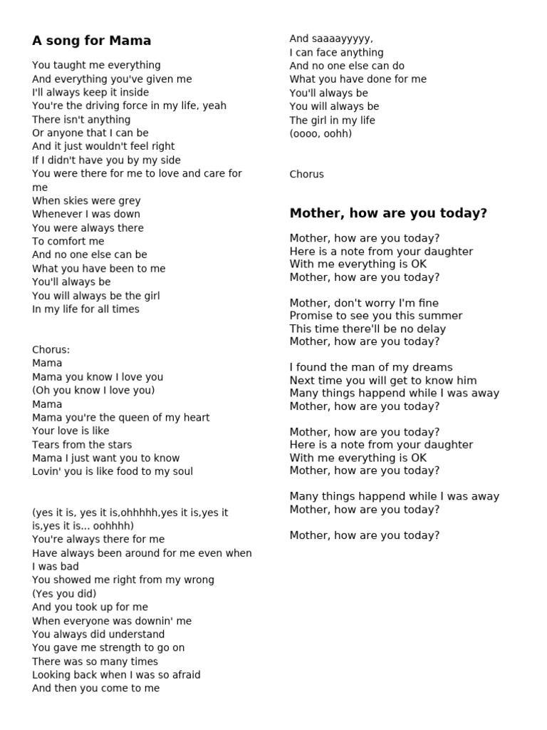 A Song For Mama | PDF
