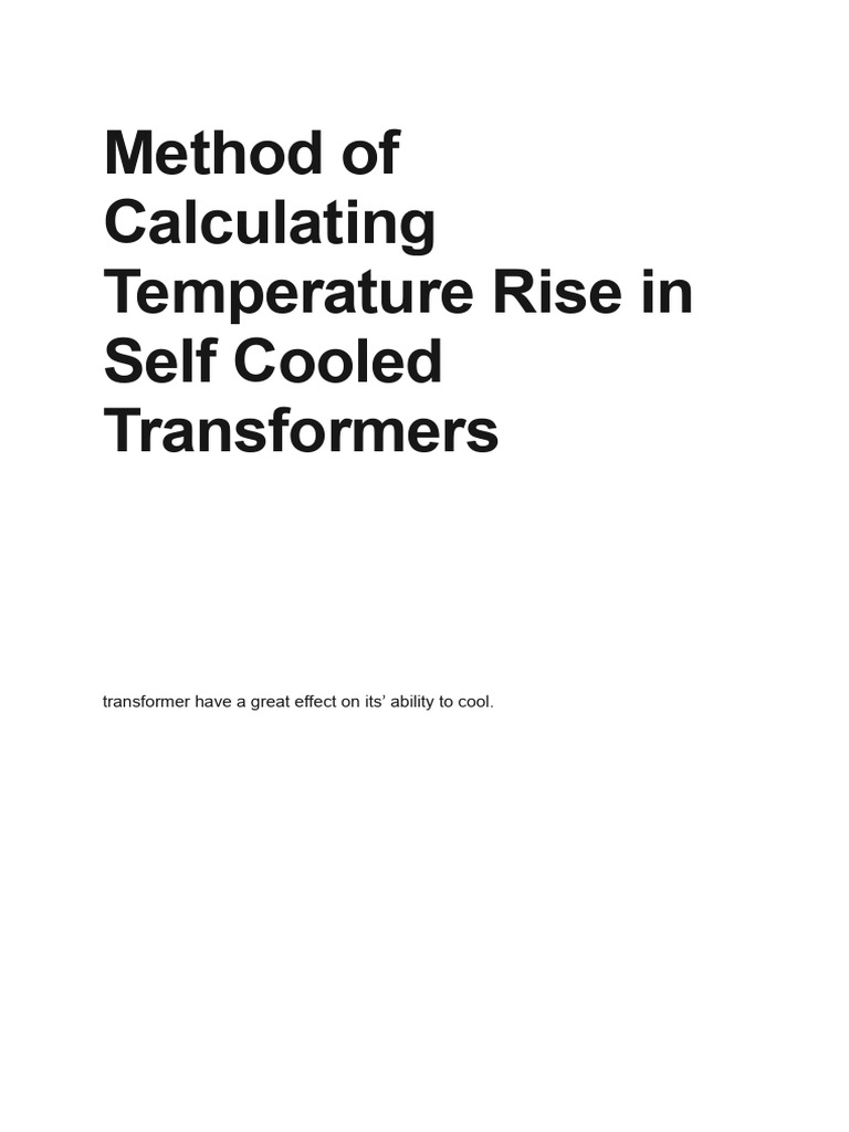 Method of Calculating Temperature Rise in Self Cooled Transformers ...