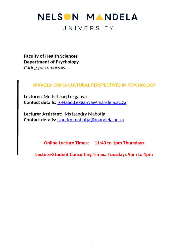 Cross-Cultural Psychology Module Overview | PDF | Psychology | Knowledge